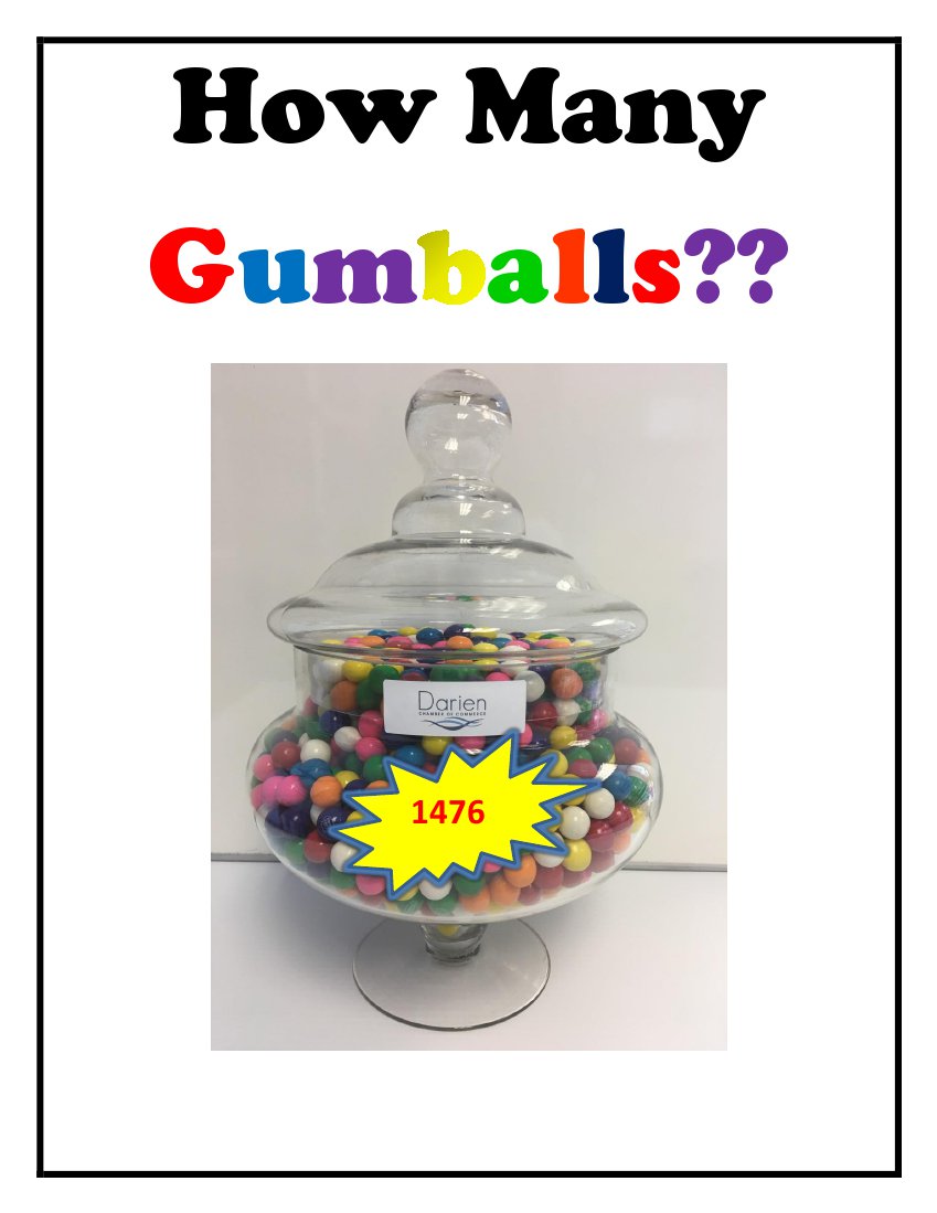 Gumballs sign with answer - Darien Chamber Of Commerce